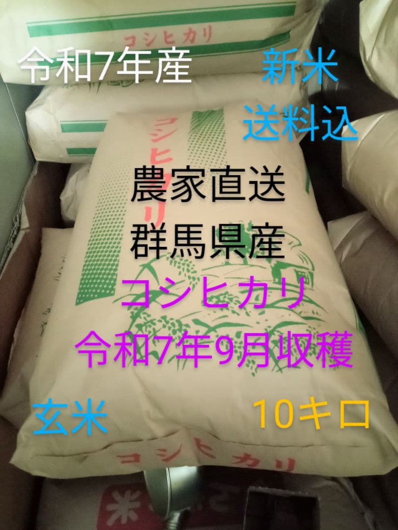 R7年産 新米 群馬県産 コシヒカリ 10キロ 玄米 送料込 ②