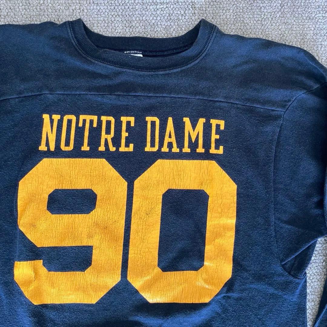 80s チャンピオン NOTRE DAME フットボールTee ネイビー M
