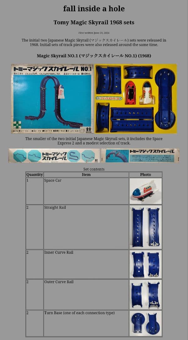 昭和レトロおもちゃ　トミー製　マジックスカイレールNo.1（1968年物）超美品