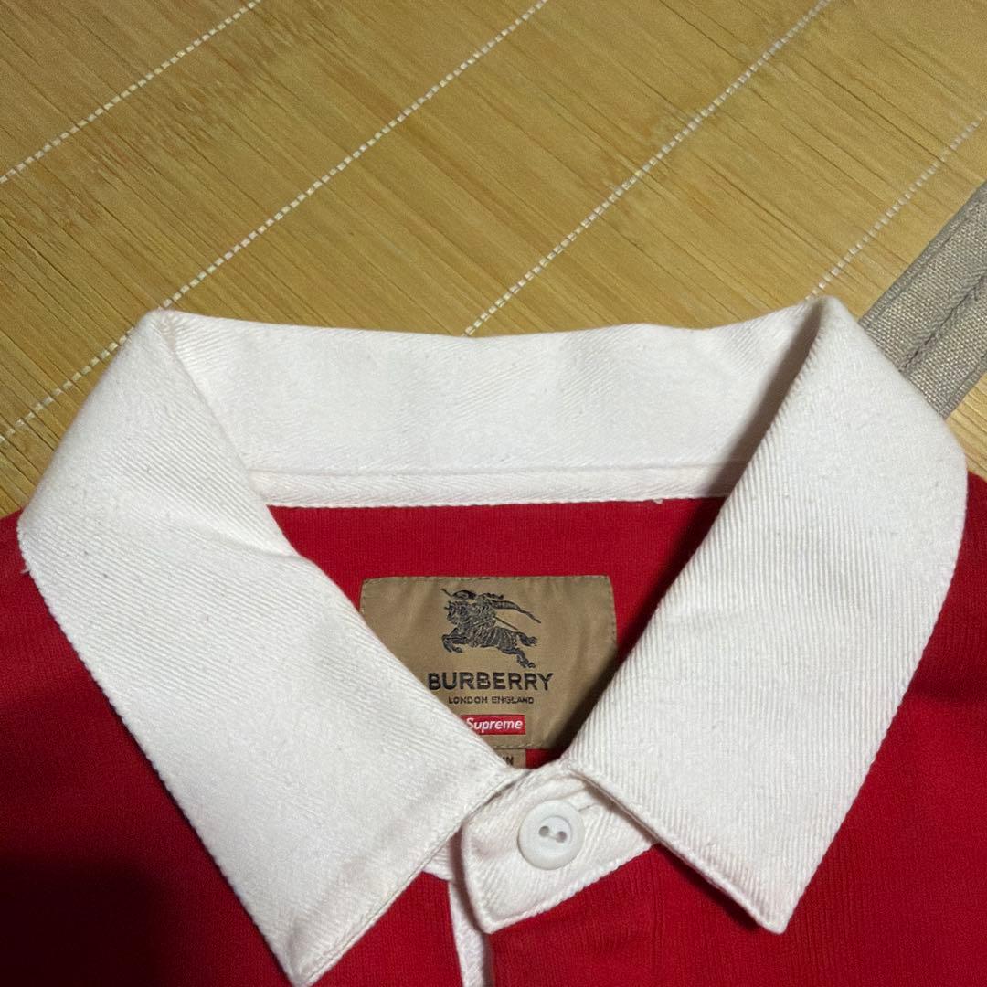 22ss Supreme BURBERRY Rugby ラガーシャツ　L 赤