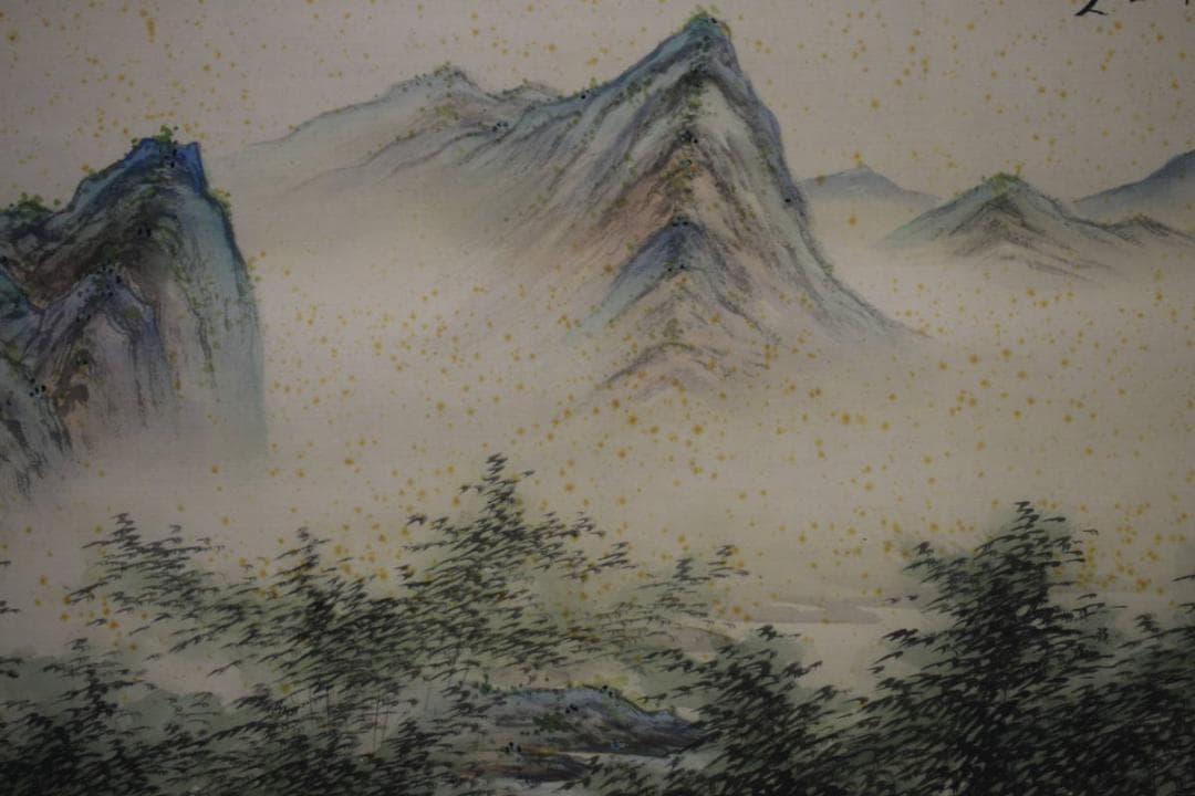 真作/瑞景/竹渓清趣之図/桐共箱二重箱付/布袋屋掛軸HE-815