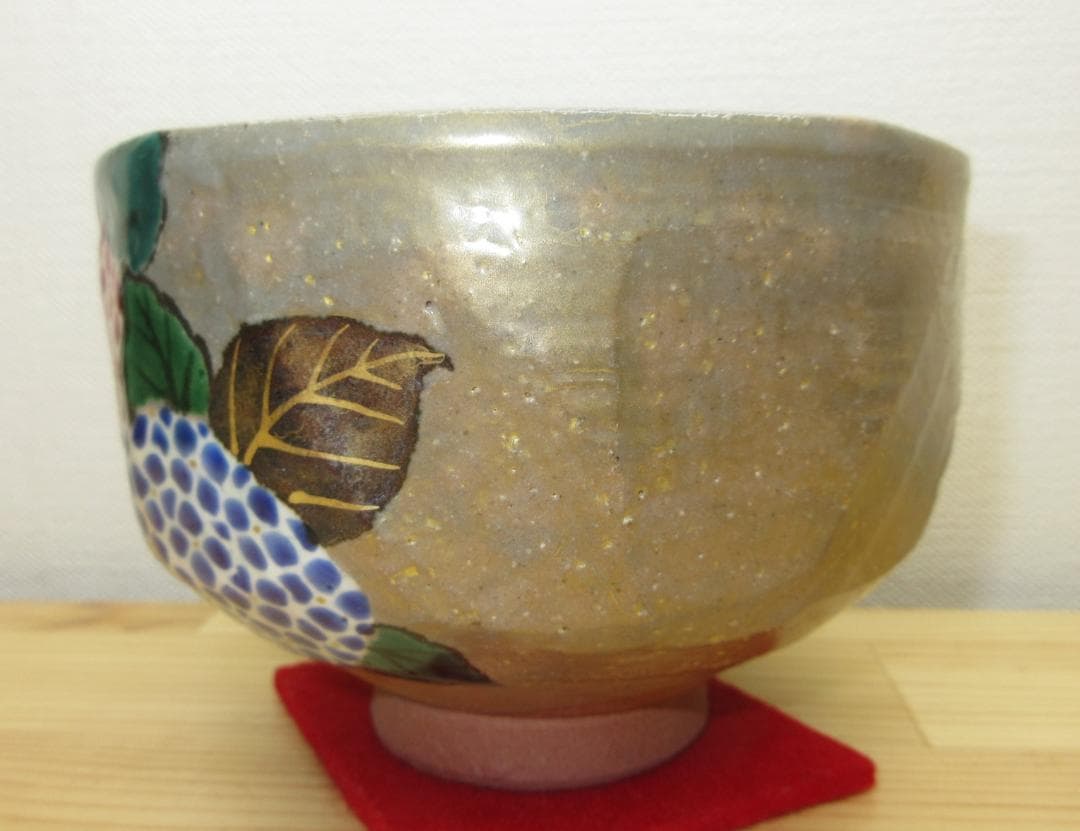 送料込【逢絢亭・新品】茶道具 茶碗 京焼 乾山 紫陽花の図 山川敦司 共箱入り