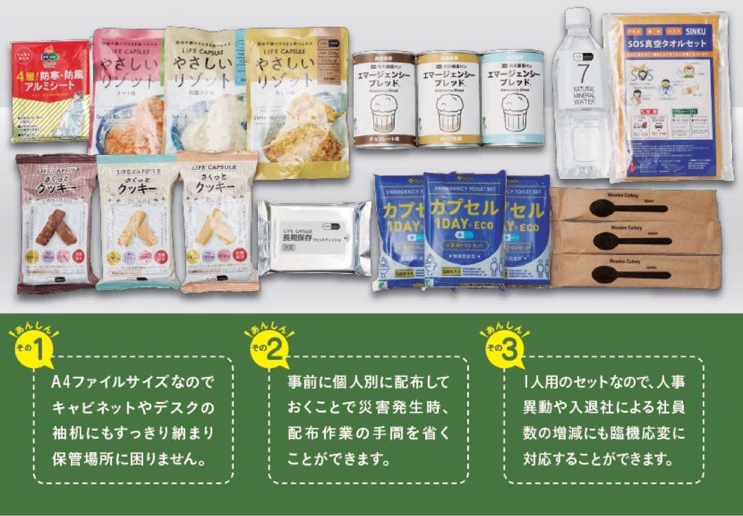 【7年非常食保存セット】 A4サイズ箱付き　1人分