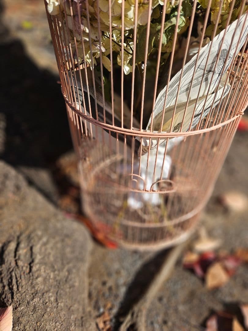 フランスアンティーク風　鳥かご　ピンク　シャビー　ブロカント