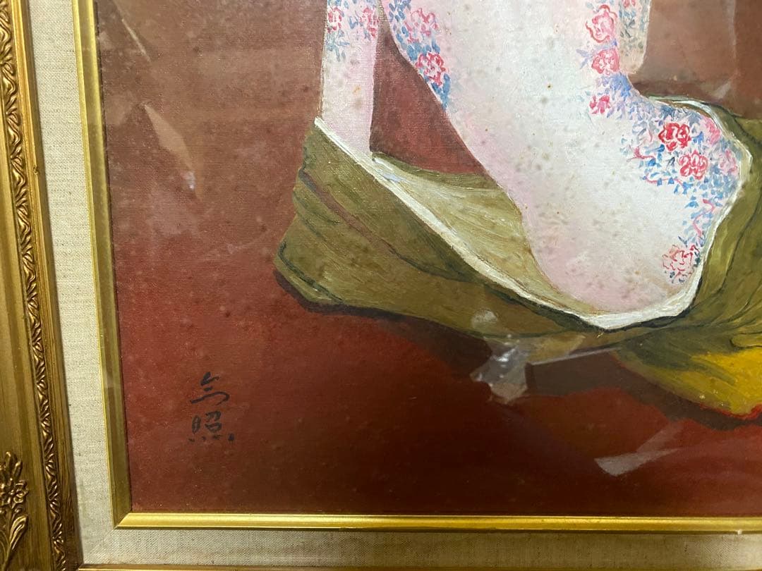 定価45万 「 松森 今照 作」  女性画 油絵 証明シール 付き