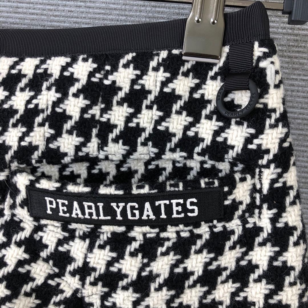 PEARLY GATES 千鳥格子柄 ウール フレア ミニスカート 0 ブラック