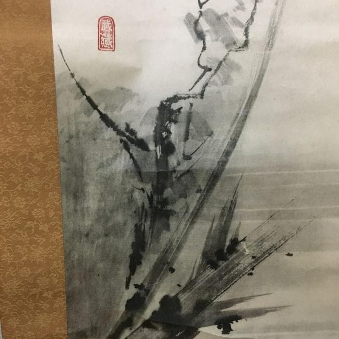 Y 中古 宮本武蔵 掛け軸 枯木鳴鵙 こぼくめいげき 鳥 骨董品 古美術 S