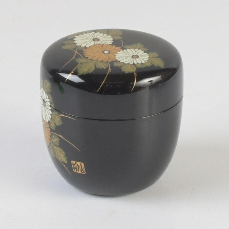 茶道具　輪島塗　柳山作　花草蒔絵　棗　箱付　V　9863
