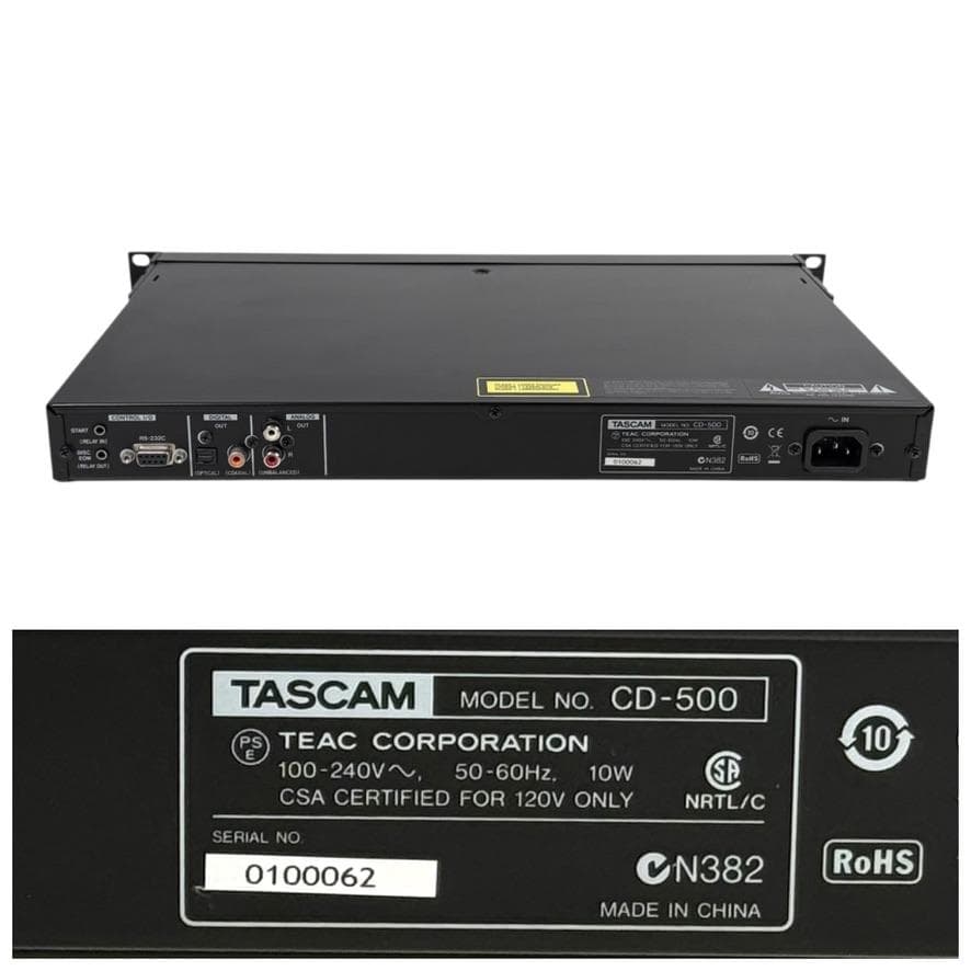 ◆優良美品◆ TASCAM CDプレーヤー 業務用1U CD-500