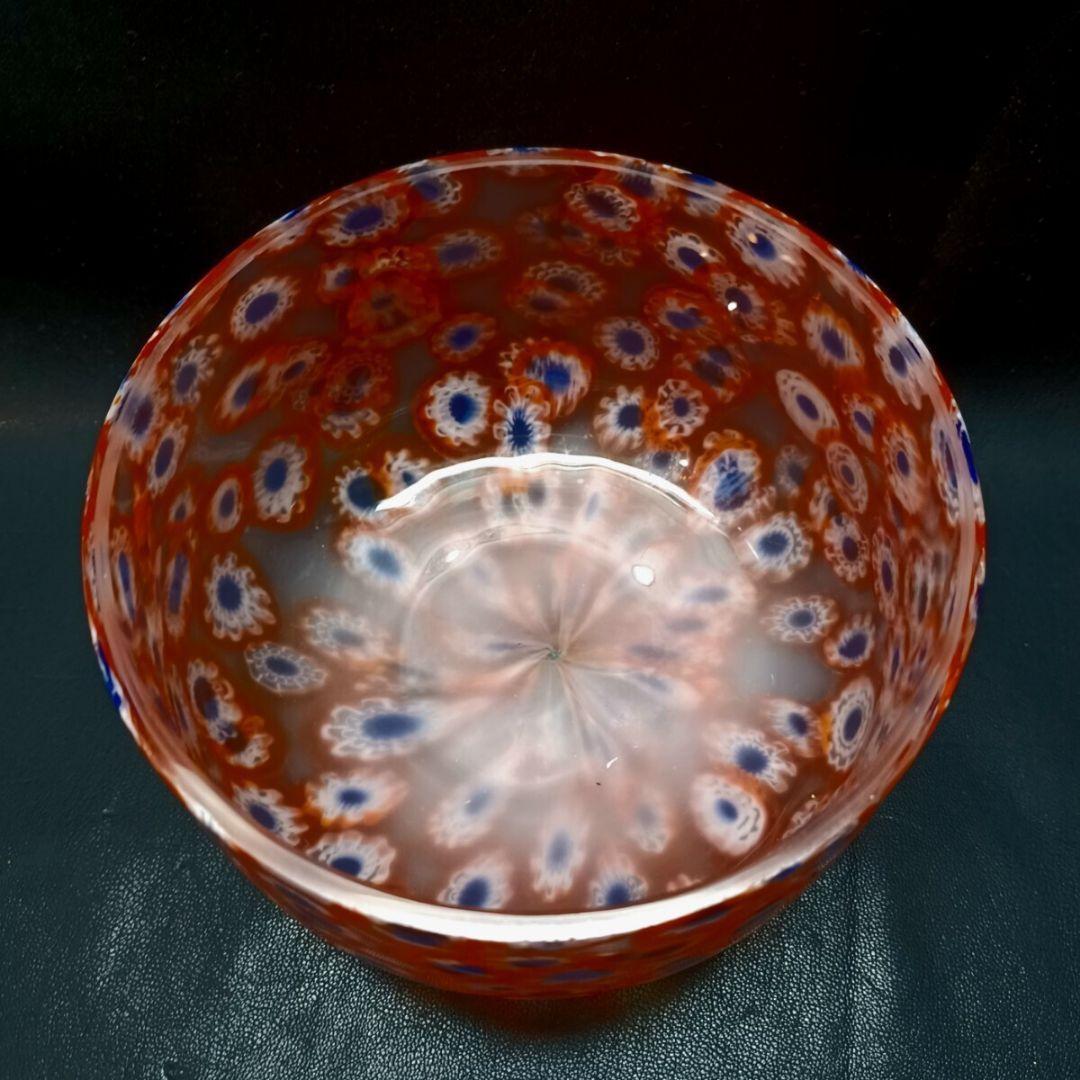 MURANO GLASS 蓋物 オレンジ ミルフィオリ お碗