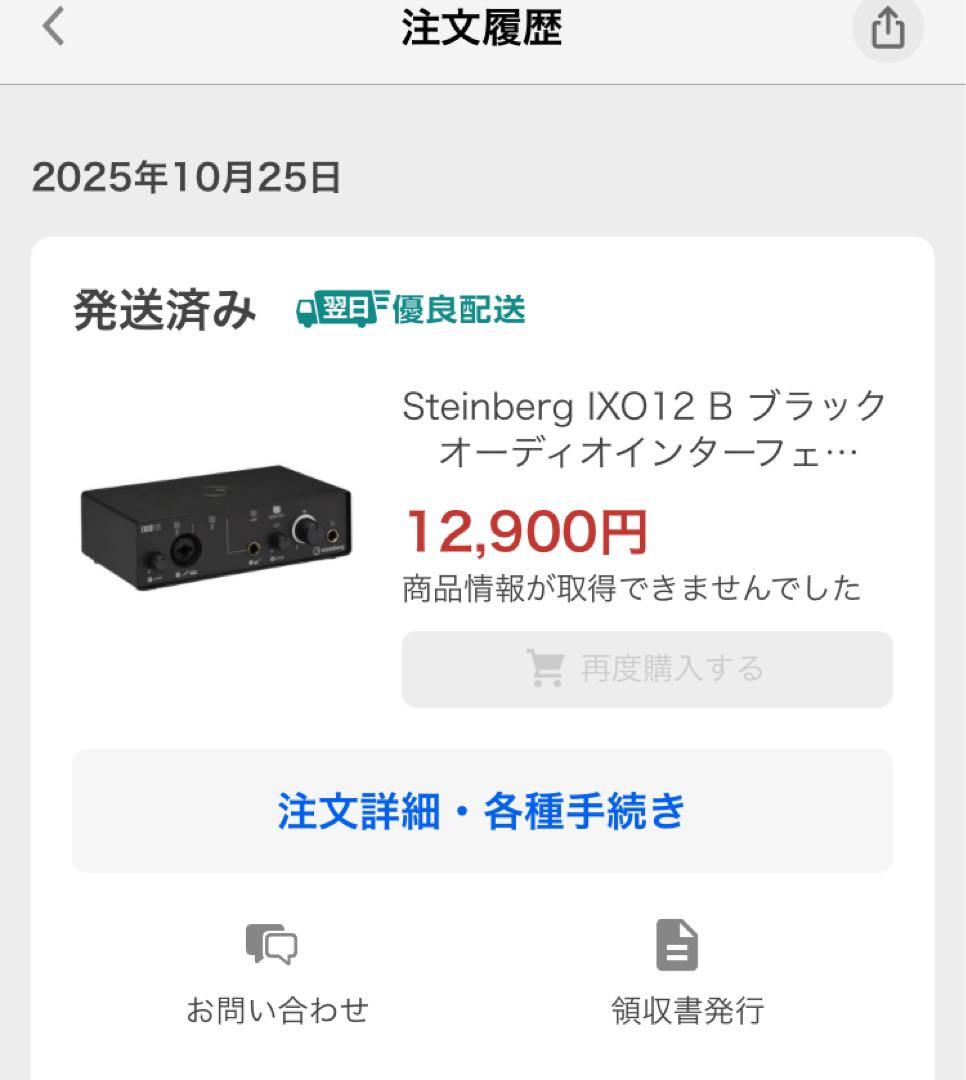 未使用 steinberg オーディオインターフェース IXO12