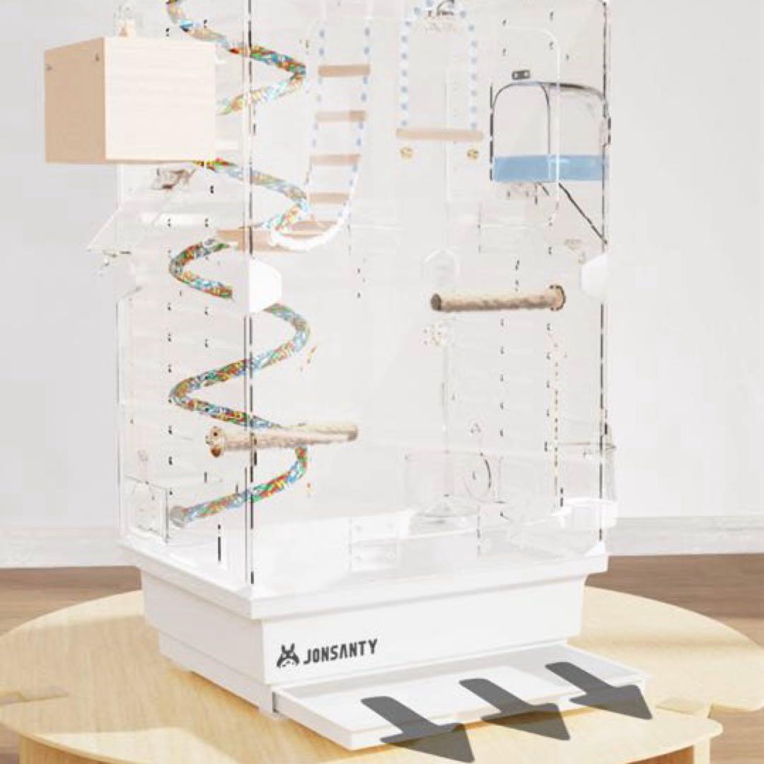 ら*い様 ケージ アクリル ケース　モモンガ 鳥 小動物 クリア 透明 餌皿 止