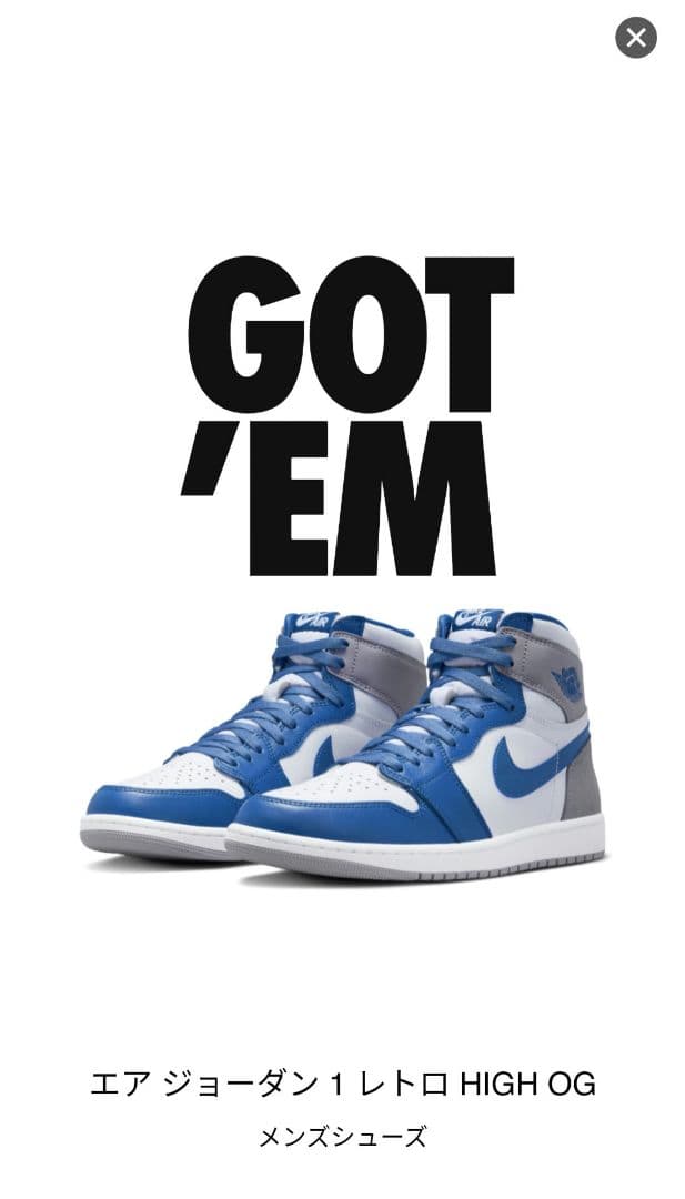 シューズ(男性用) NIKE AIRJORDAN 1 RETRO HIGH OG True Blue