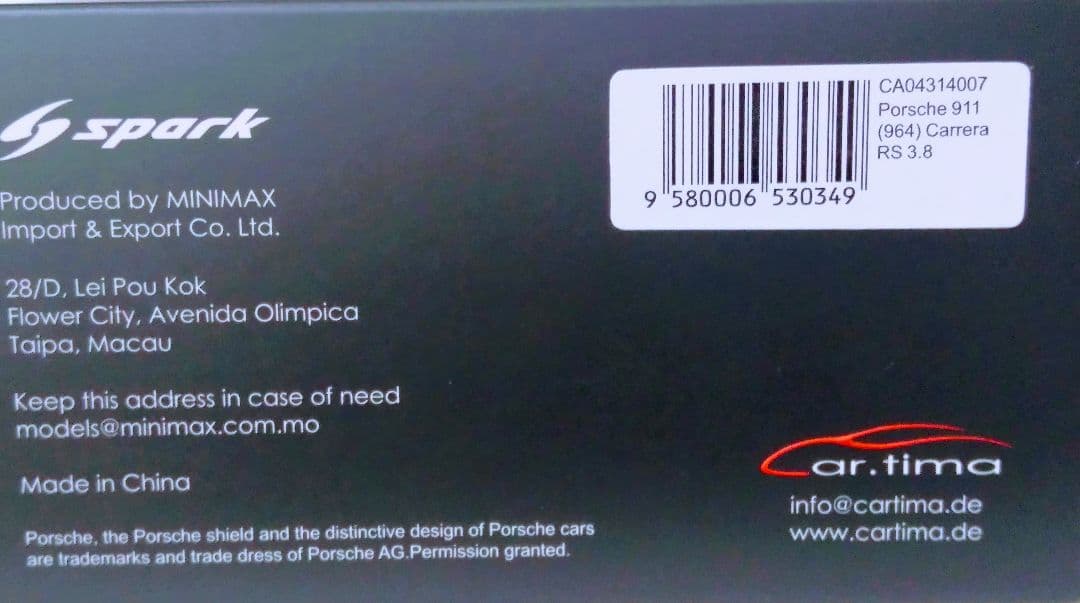 限定４４台本体未使用スパークモデル ポルシェ９１１(９６４)３.８ＲＳ 1/43