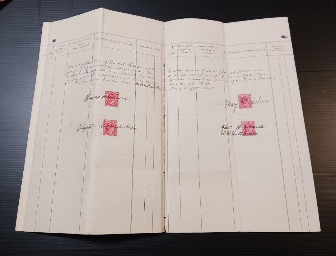 19世紀 英国 遺産会計帳 原本 手書き文書