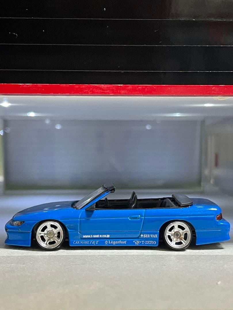 素人改造　1/64　ターマック　ヴェルテックス　日産　S13　コンバーチブル　青