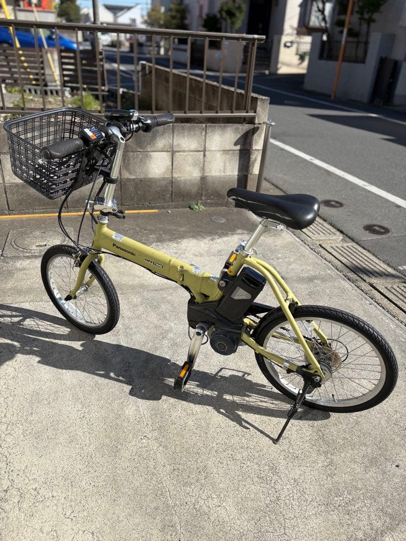 パナソニック オフタイム 電動アシスト自転車 前面バスケット付き、手渡し対応。
