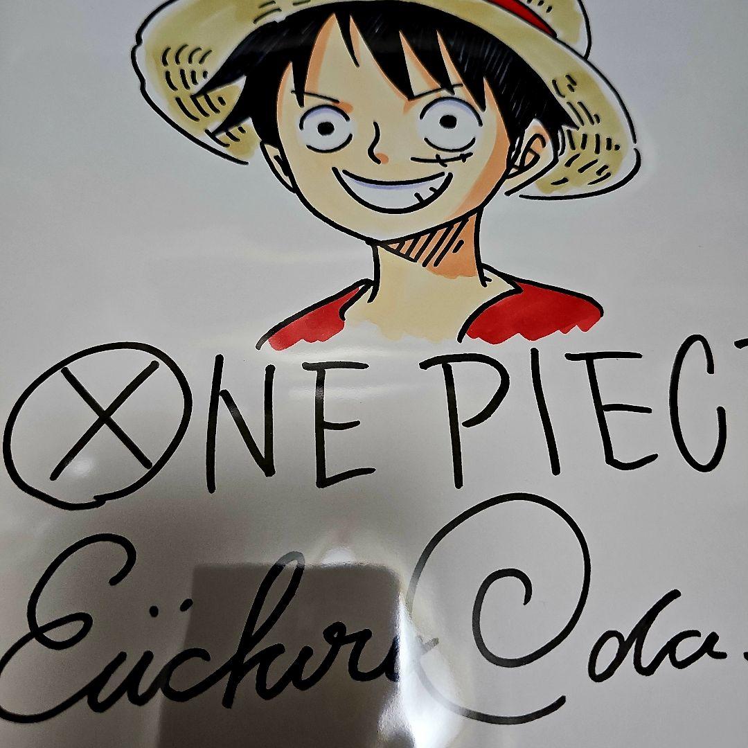 ONE PIECE ワンピース モンキー・D・ルフィ イラスト 直筆サイン色紙