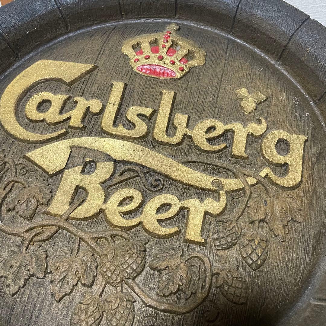 Carlsberg ビールトレイ　アンティーク　樽型壁掛け　看板　インテリア