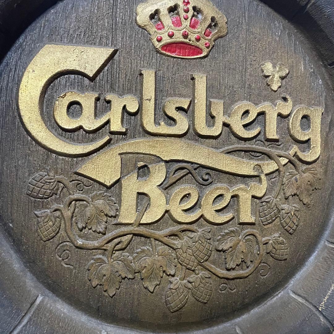 Carlsberg ビールトレイ　アンティーク　樽型壁掛け　看板　インテリア