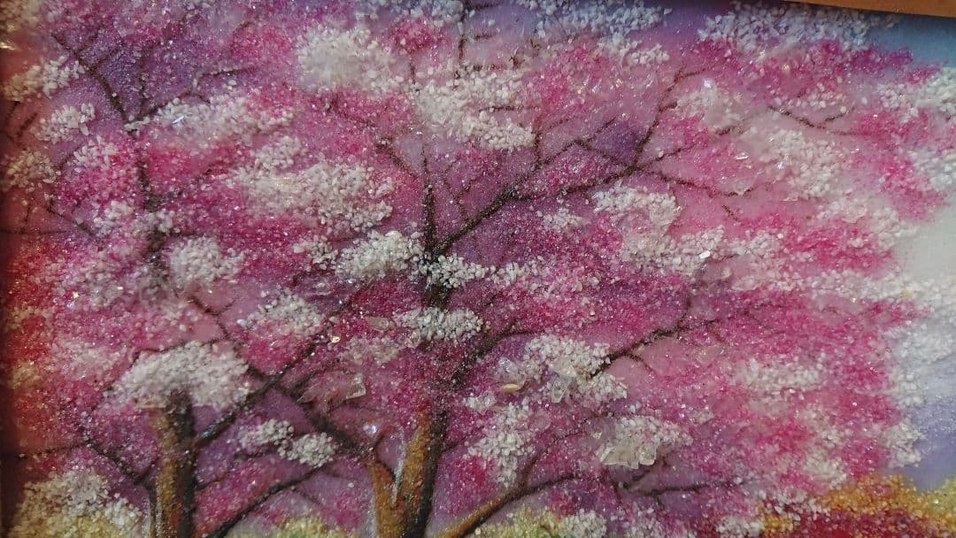 ベトナム製 宝石絵画 「花のある庭園」