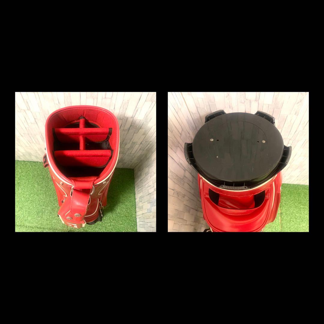 良品 ONOFF/オノフ プロモデル 3点式高級キャディバッグ 赤白 レッド