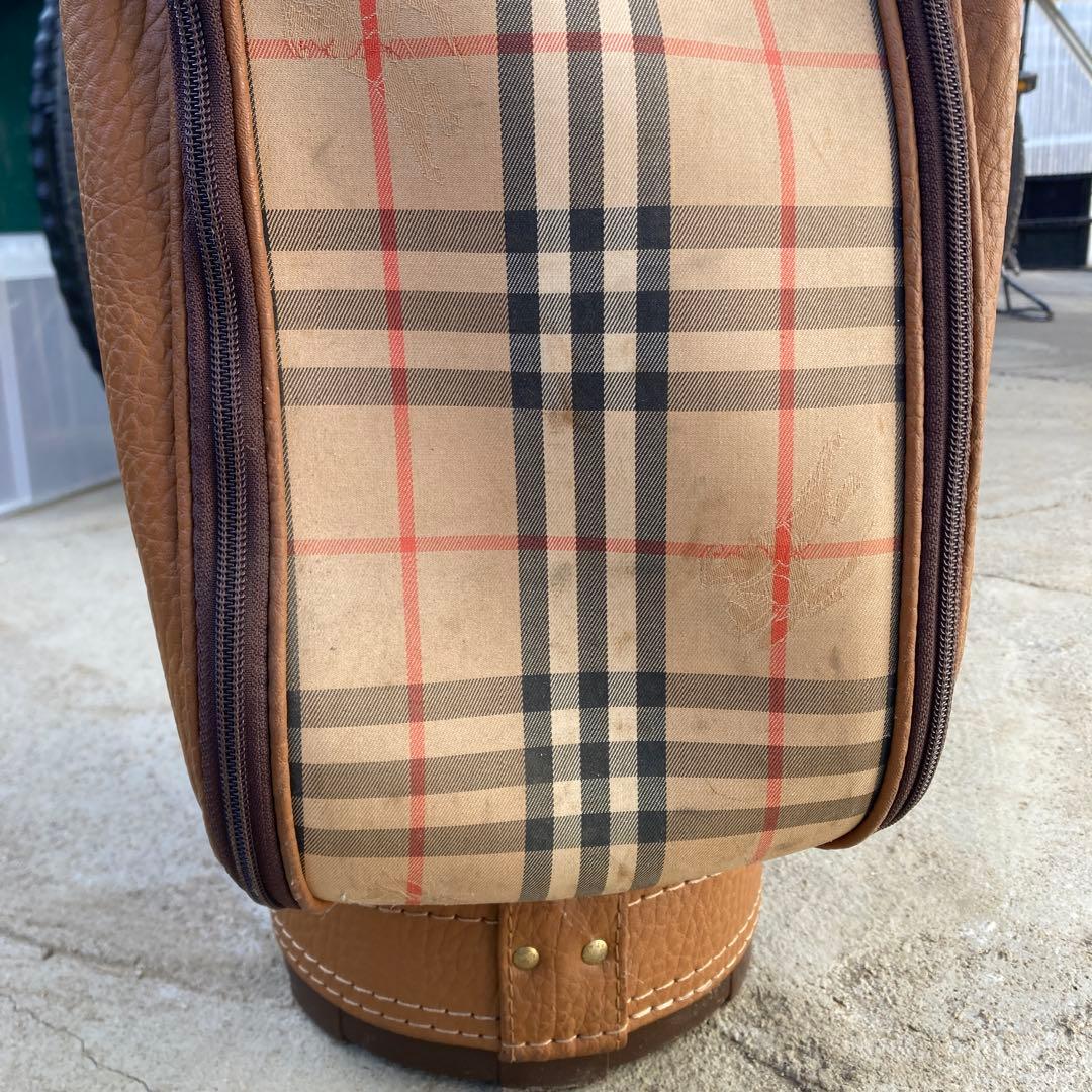 ‏*ﬞ様 Burberry 本革 ノヴァチェック柄 キャディバッグ ゴルフバッグ