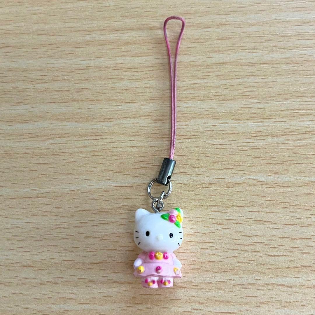 【超激レア！】平成レトロ！ ハローキティ　バラのドレス　お花　ストラップチャーム