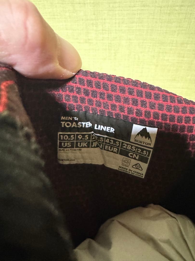 Burton TOASTER LINER メンズ 10.5ブラックブーツインナー