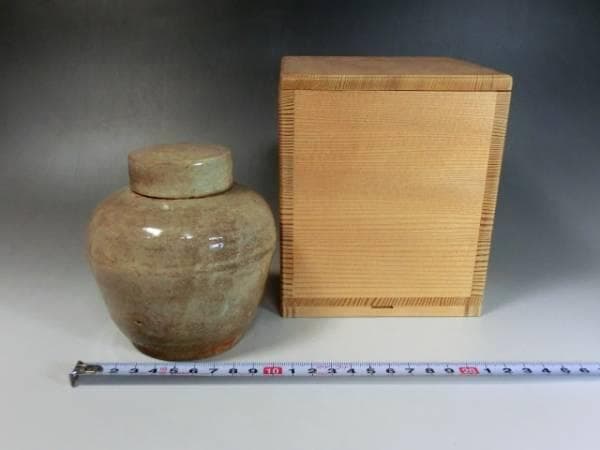 茶入■古萩（江戸期）時代物の文琳茶入 お茶道具 骨董品 古玩 古い茶器 古美術■