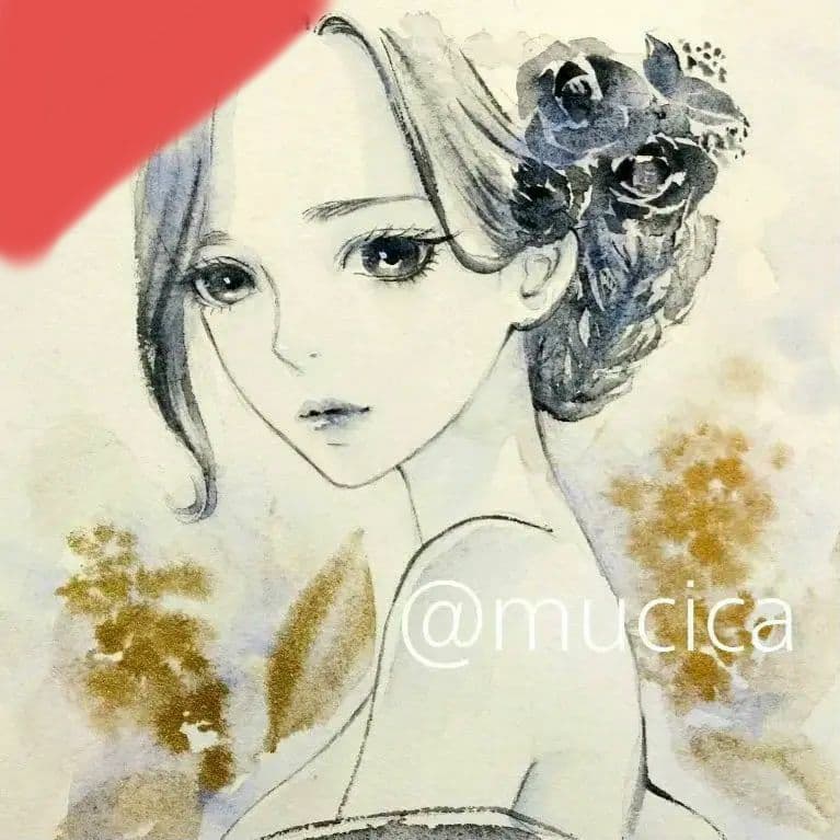 231119D 肉筆原画　絵画　手描きイラスト　オリジナル　水彩画　和装　美人画