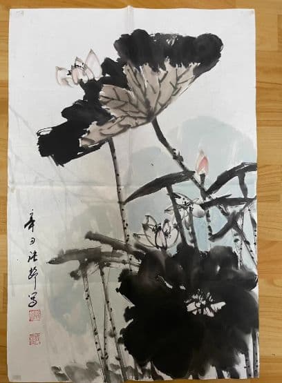 水墨画 蓮の花