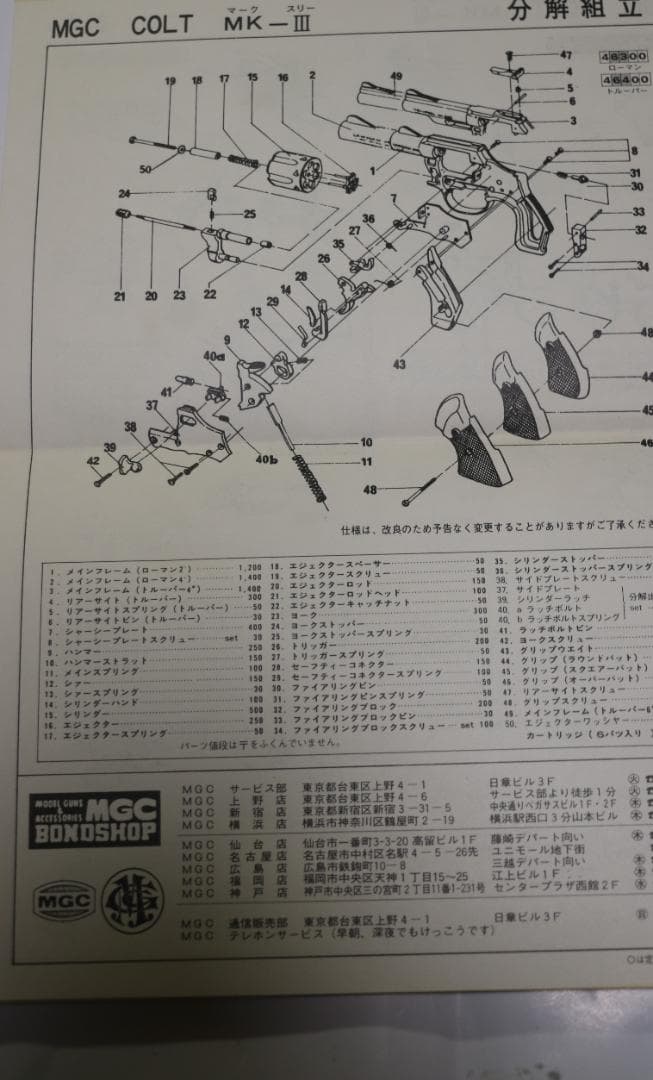 超希少MGC製ABS樹脂モデルガン コルトローマン４インチ ＳＰＧ合法品　未発火