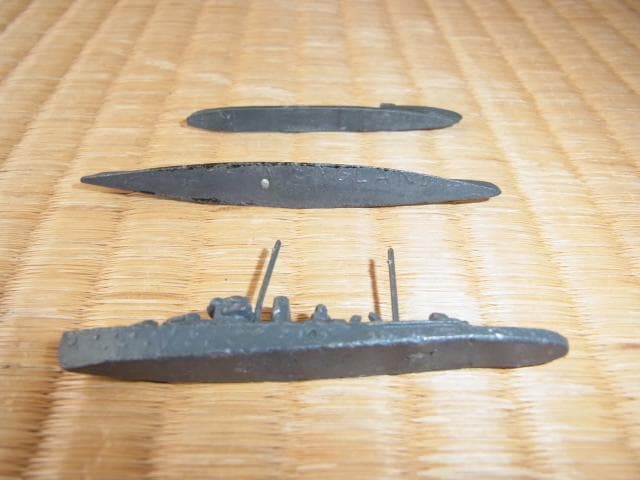 美品 1920年（大正時代）頃 希少 英国製◆メタルシップ（金属製船）軍艦11隻