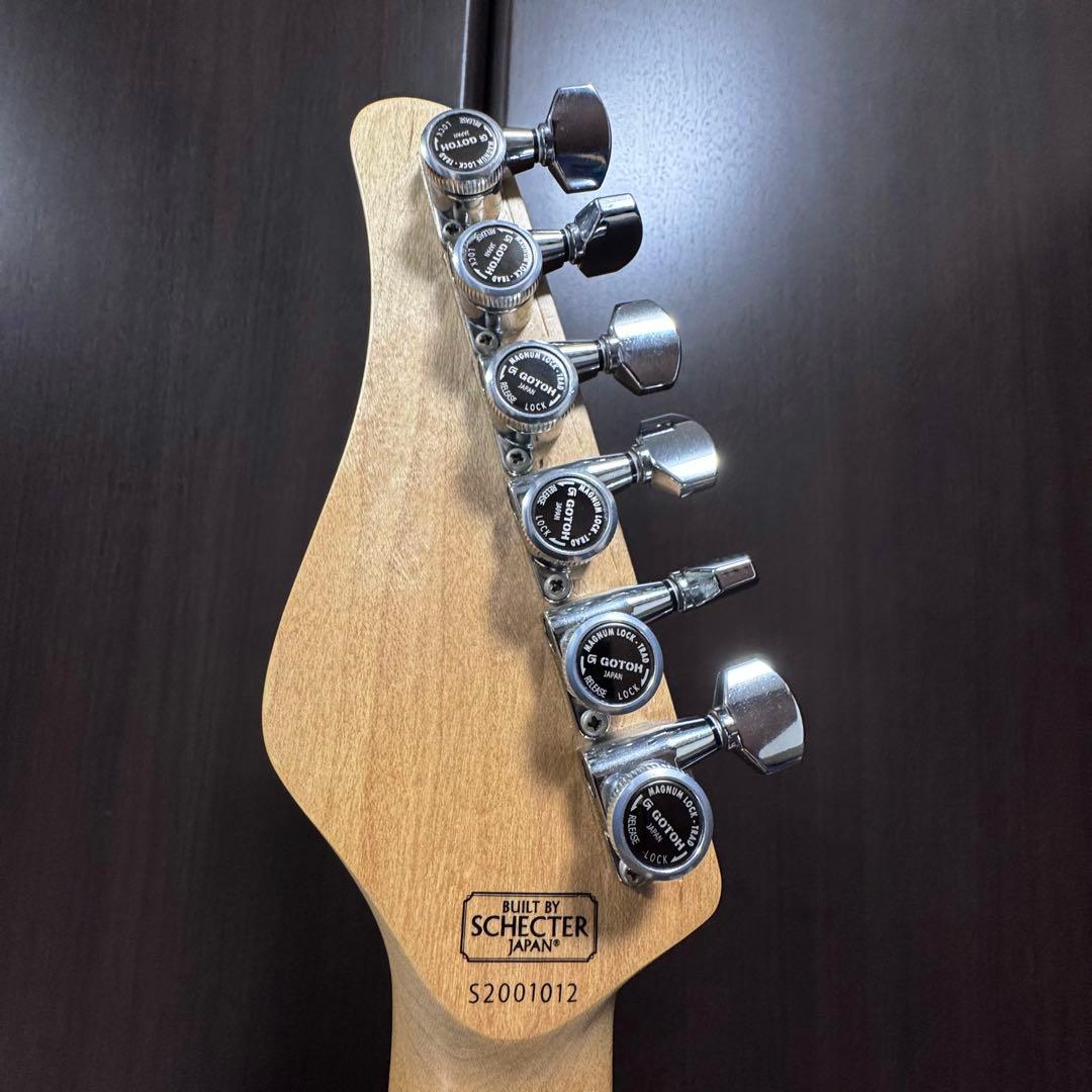 Schecter ギター　青　ストラトタイプ　ロックペグ