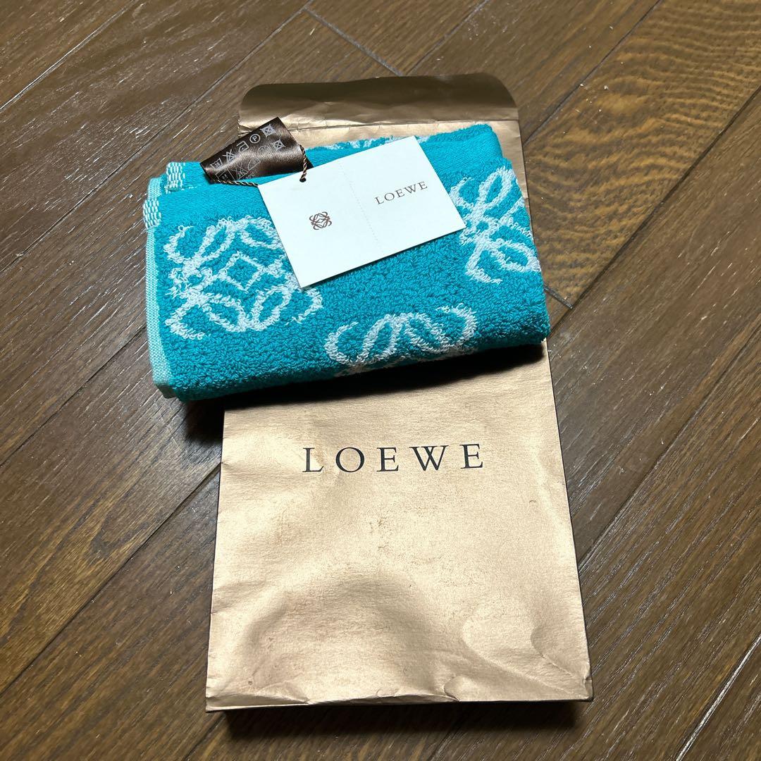 新品 未使用 タグ付き LOEWE ロエベ タオル ハンカチ ターコイズ