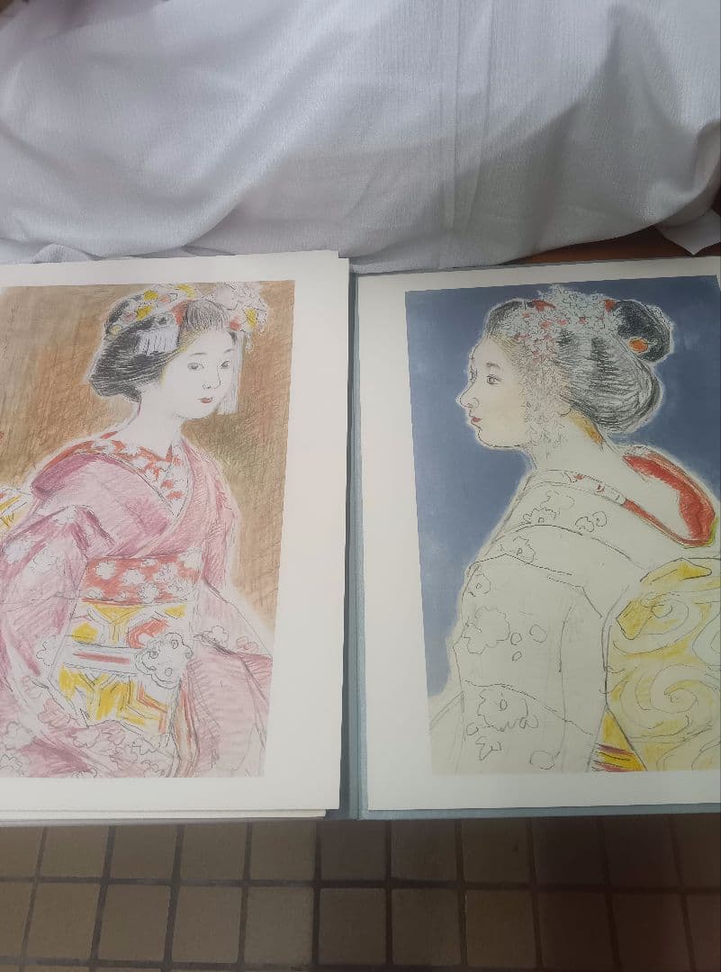 磯田又一郎額絵　 京舞妓12ヶ月素描全12葉