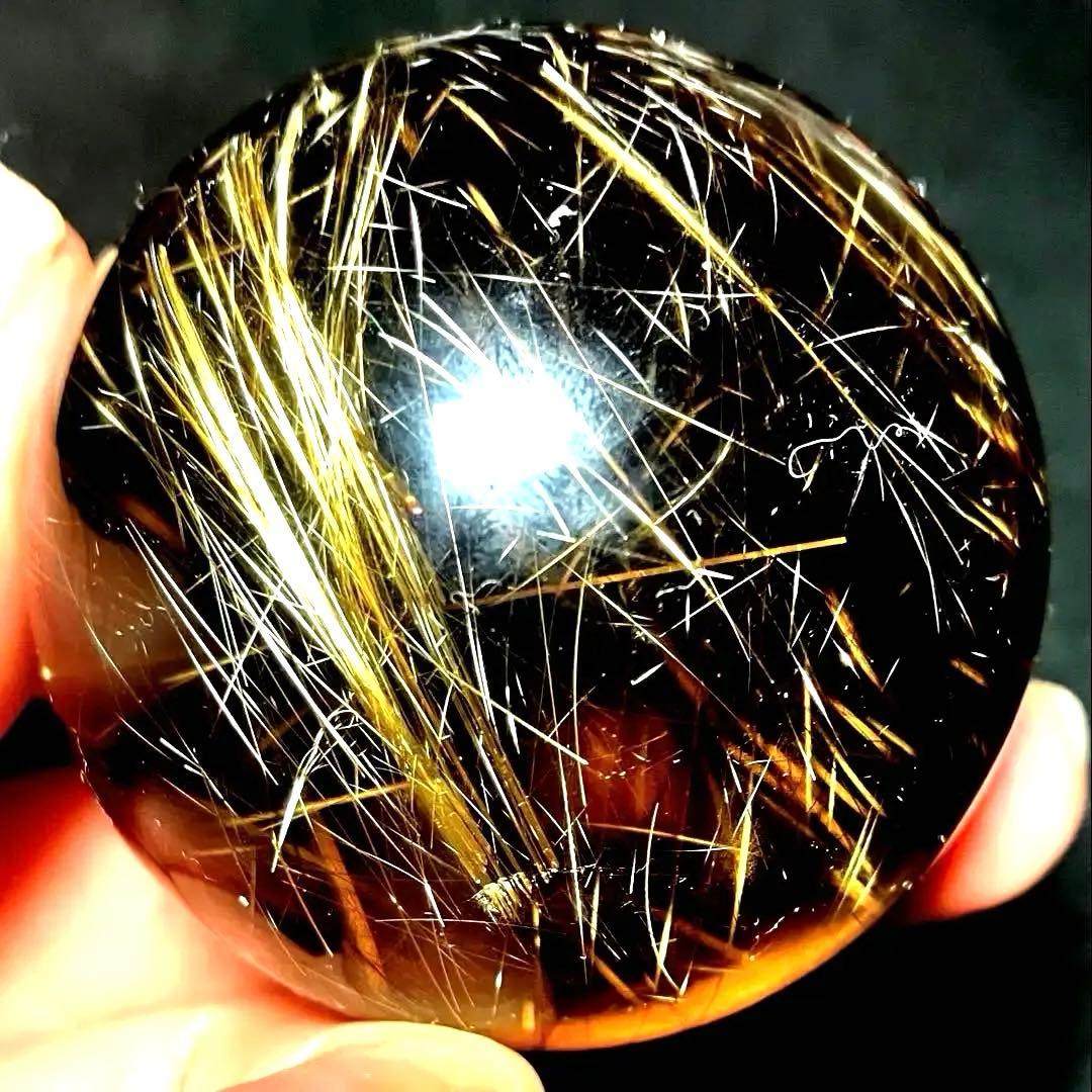 超絶綺麗✨48mm ゴールドルチルクォーツ　丸玉　スフィア　金針水晶