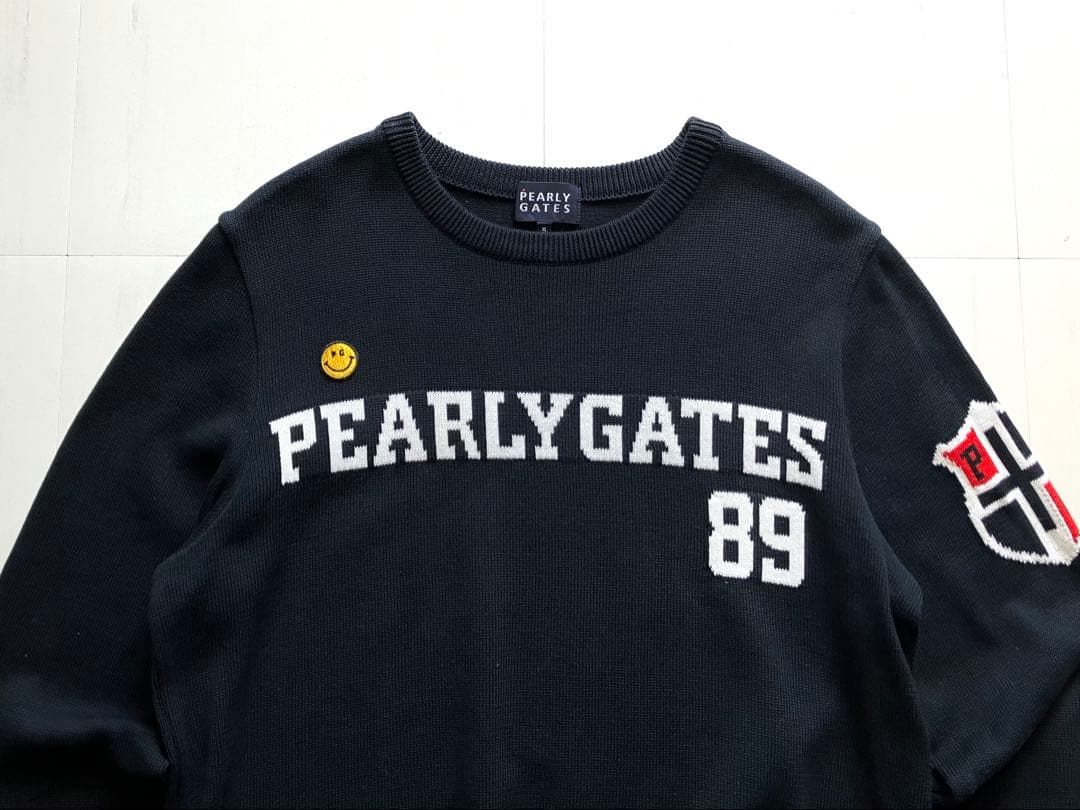 【美品】PEARLY GATES コットンクルーネックニット ブラック 5