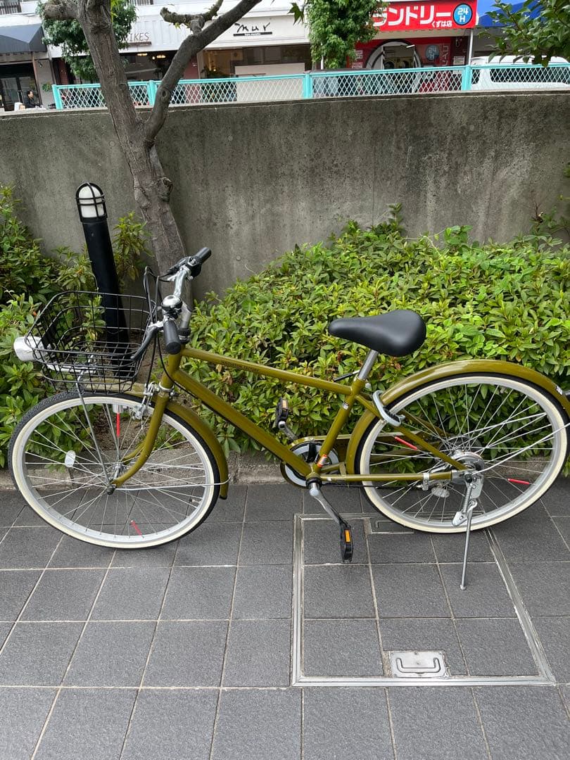 オリーブ　カーキ　シティサイクル 24インチ　ジュニア