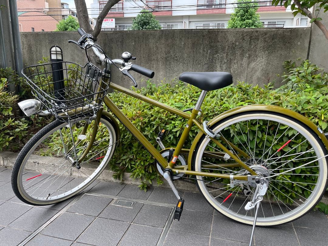 オリーブ　カーキ　シティサイクル 24インチ　ジュニア