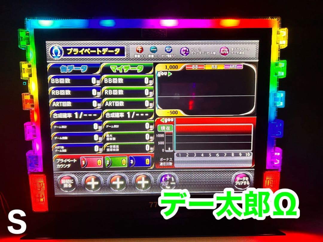 データカウンター・デー太郎Ω・家庭用電源加工済 ・スロット用・差枚数表示・自立可