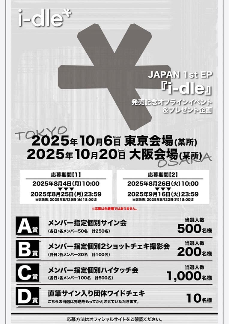 i-dle どうしよっかな　D賞　直筆サイン入り団体ワイドチェキ