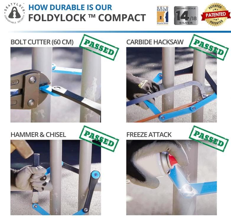 SEATYLOCK FOLDYLOCK コンパクト青 自転車用ロック