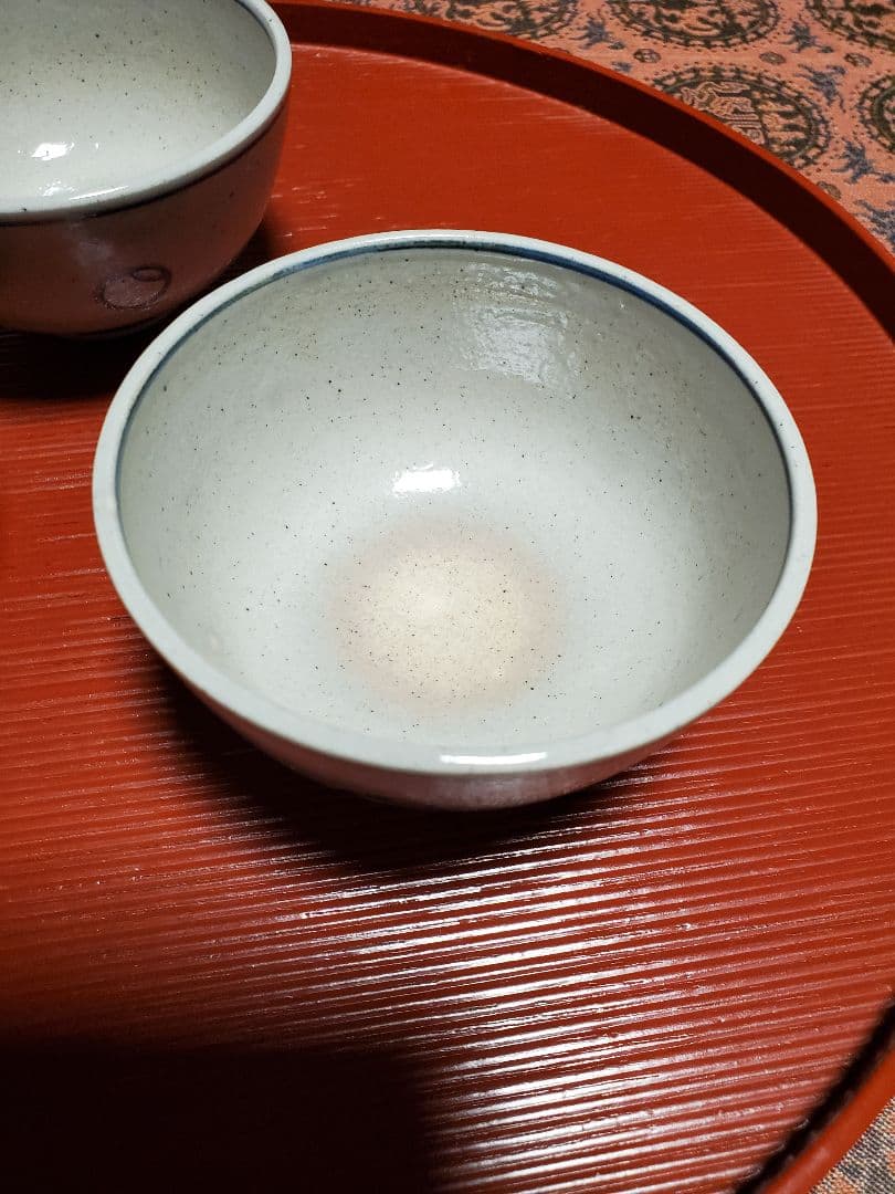 膳所焼　ツボツボ紋汲出茶碗