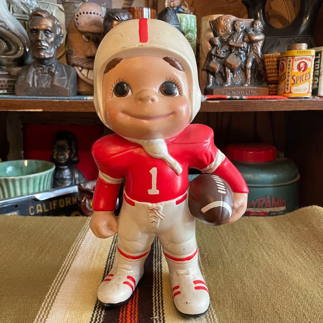 希少品！70s〜アメリカアンティーク　アメフト少年置物　USAヴィンテージNFL