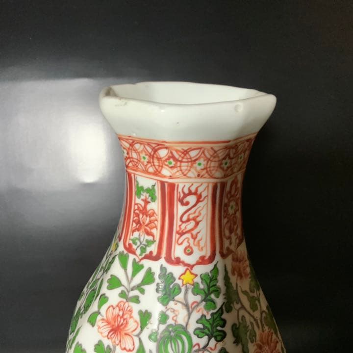 赤絵八角瓢箪型花瓶・古玩万暦赤絵瓶・時代花器・煎茶道具・中国骨董