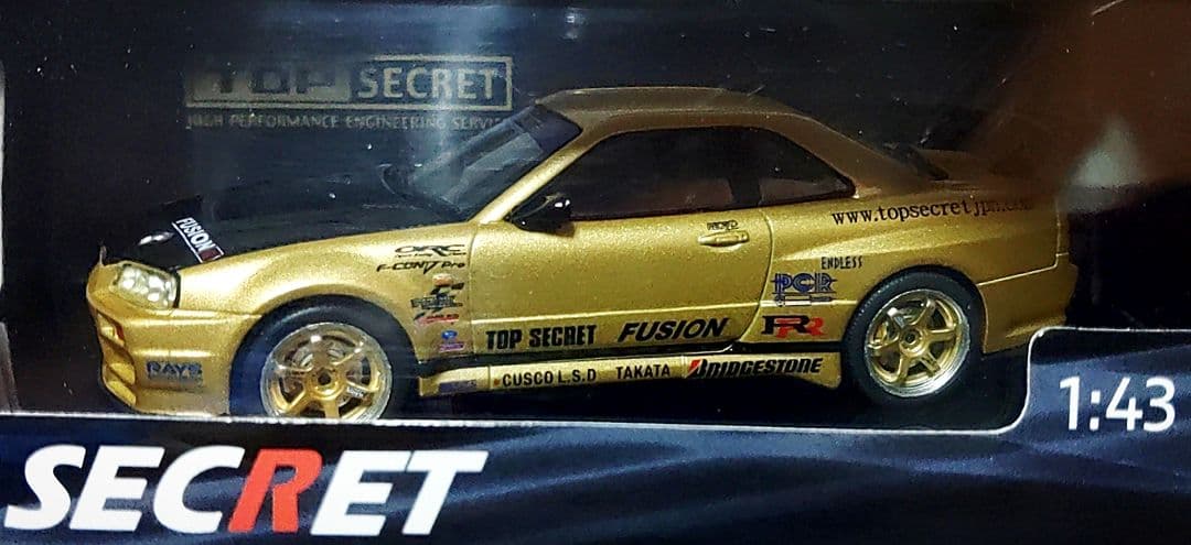 ミニカー TOP SECRET R34 GOLD 1:43Scale