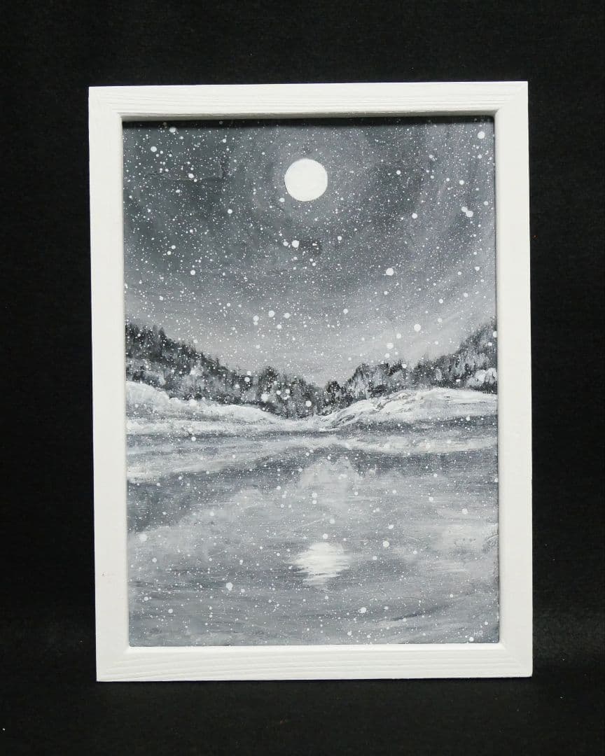 油絵 油彩 油彩画 絵 絵画 【白黒の雪景色】