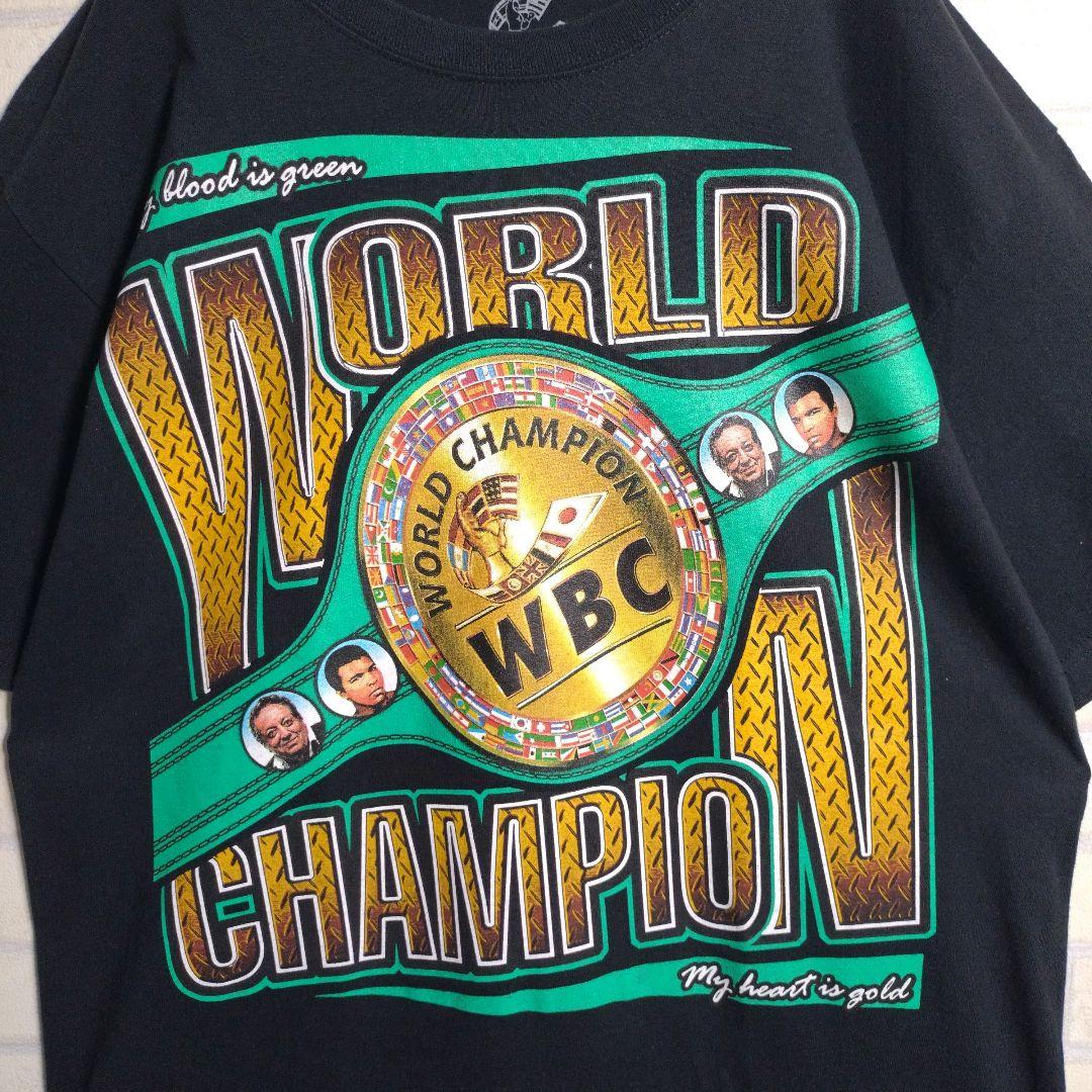 WBC公式★ボクシング チャンピオンベルト 両面プリント 半袖Tシャツ 黒 L